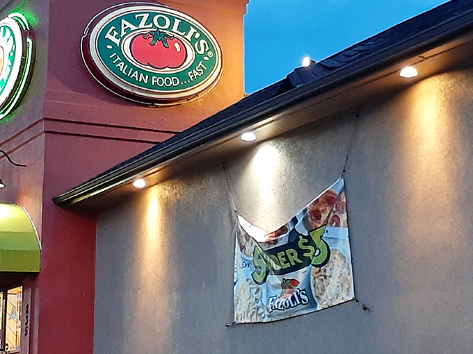 The Italian flag color scheme isn't subtle, but neither is your hunger when you spot Fazoli's distinctive tower beckoning from the Murfreesboro roadside.