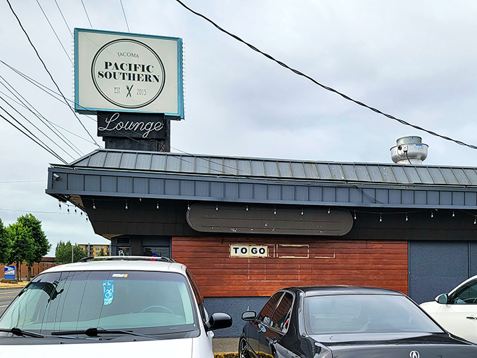 The unassuming exterior of Pacific Southern belies the culinary treasures within. Like finding a vintage Cadillac parked behind a modest garage door.
