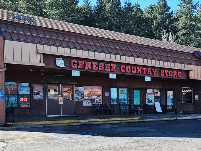 The unassuming wooden facade of Genesee Country Store hides a wonderland of sweetness within, like finding Narnia in your grandparents' closet.
