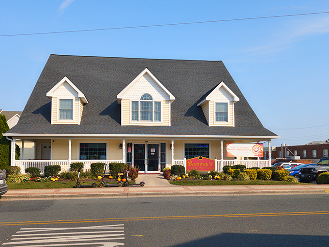 The Cape Cod charm of Bomboy's exterior isn't just inviting&mdash;it's a siren call to sweet-toothed pilgrims. That "Fudge Sale" sign might as well say "Resistance Is Futile."