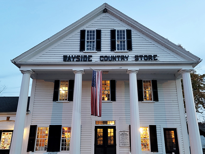 The stately white columns and American flag welcome you like an old friend. This isn't just a store—it's a time capsule with candy inside.