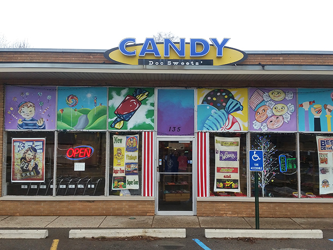 The candy-coated facade of Doc Sweets' beckons with all the subtlety of a sugar rush, promising a Technicolor trip down memory lane inside.