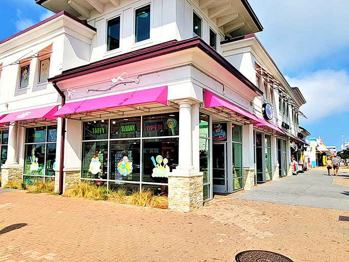 The bright pink awning of La La Land beckons sweet-toothed visitors like a sugar-coated lighthouse on Virginia Beach's shopping strip.