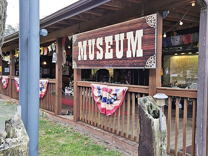 The rustic wooden facade of Expedition Bigfoot welcomes curious minds with frontier charm and the promise of cryptozoological wonders within.
