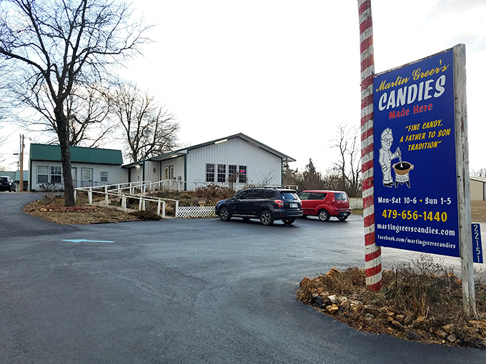 A garden path to paradise! The unassuming exterior of Martin Greer's Candies hides a wonderland of sweetness that awaits beyond those flower-lined walkways.