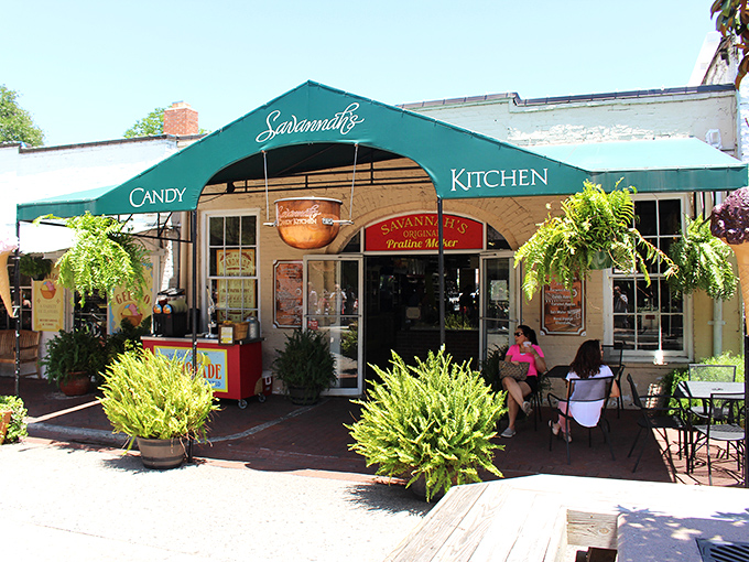 The entrance to sugar paradise beckons with its lush hanging ferns and iconic green awning. Resistance is futile&mdash;your inner child has already decided to go in.