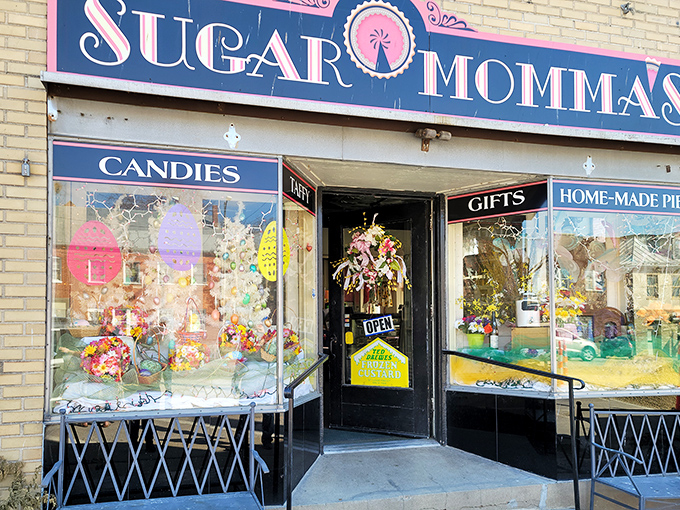 The pink and black storefront of Sugar Momma's beckons like a beacon of sweetness on Hermann's historic East 1st Street, promising sugary treasures within.