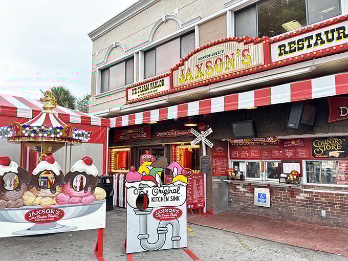 The red and white awning isn't just inviting&mdash;it's practically waving you in like an old friend with ice cream. Pure Americana awaits inside.