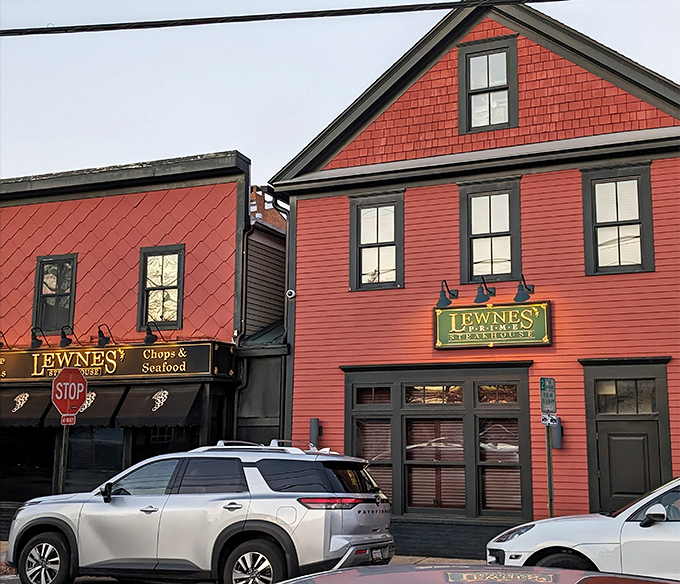 The iconic salmon-colored exterior of Lewnes' stands proudly on the corner, like a beacon calling to carnivores across Maryland.