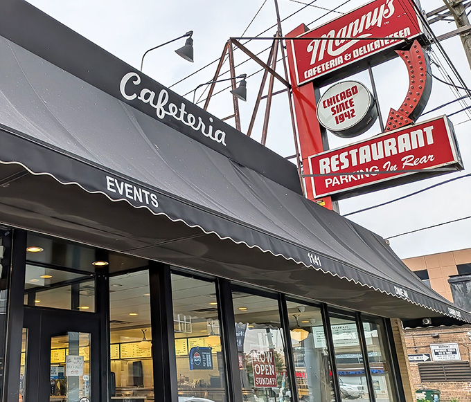 The iconic red neon sign against Chicago's skyline says it all &ndash; this is where sandwich legends are born and appetites meet their match.