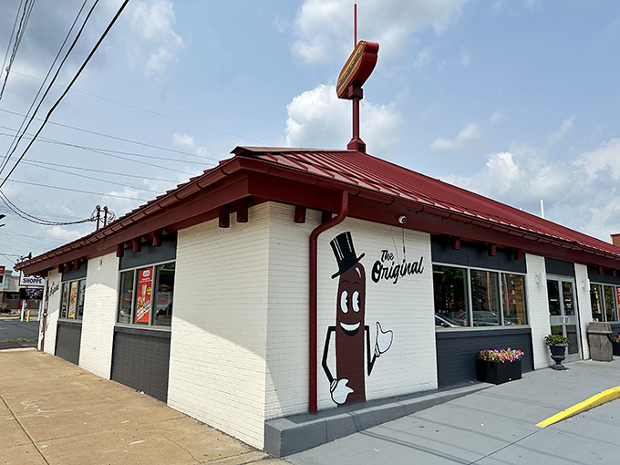 That cheerful hot dog mascot on the building isn't just decoration &ndash; it's a promise of deliciousness delivered daily.