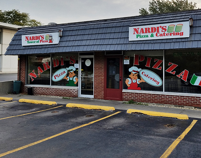 The unassuming storefront of Nardi's Tower of Pizza stands like a culinary time capsule in Addison, promising Italian-American delights that transcend its modest exterior.