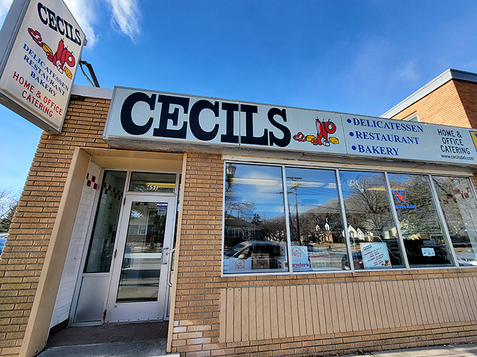 Cecil's iconic storefront stands as a beacon of deliciousness in St. Paul's Highland Park neighborhood, promising authentic deli treasures inside.