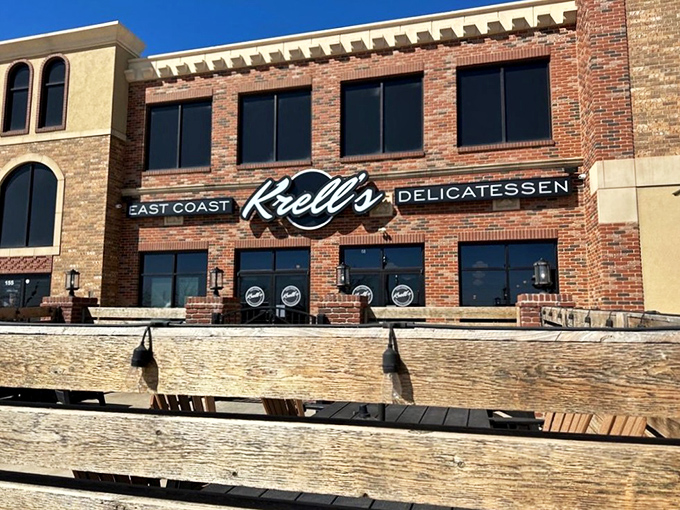 Brick and mortar never looked so appetizing! Krell's bold facade stands like a delicious beacon of East Coast promise in the Oklahoma landscape.