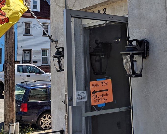 The unassuming entrance to culinary paradise. No neon signs or valet parking here&mdash;just an honest doorway to breakfast bliss in Fishtown.