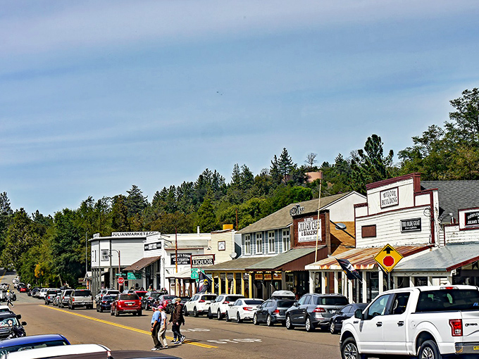 Main Street Julian unfolds like a Western movie set where someone forgot to yell "Cut!".