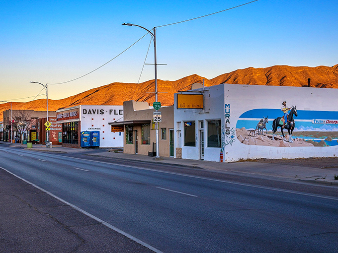 Downtown Truth or Consequences looks like a Wes Anderson film set came to life in the desert, complete with candy-colored storefronts and quirky charm.