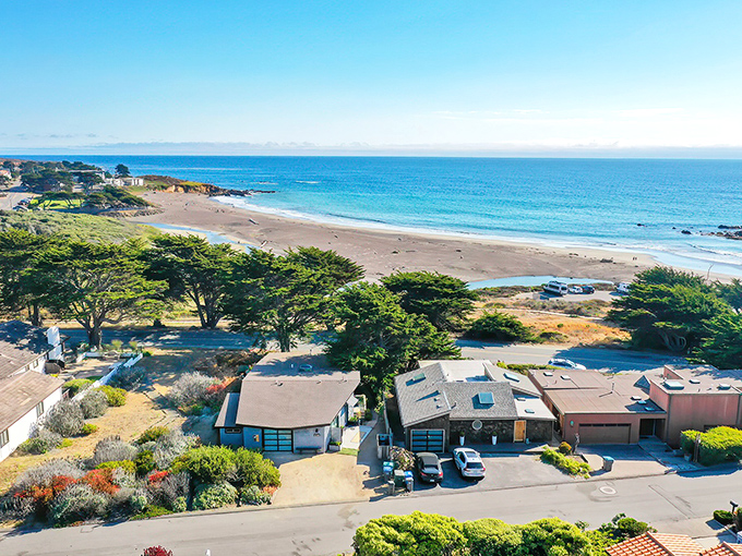 Cambria's coastline sparkles like nature's jewelry box, where the Pacific meets charming beachfront homes in a scene that belongs on the cover of Coastal Living.