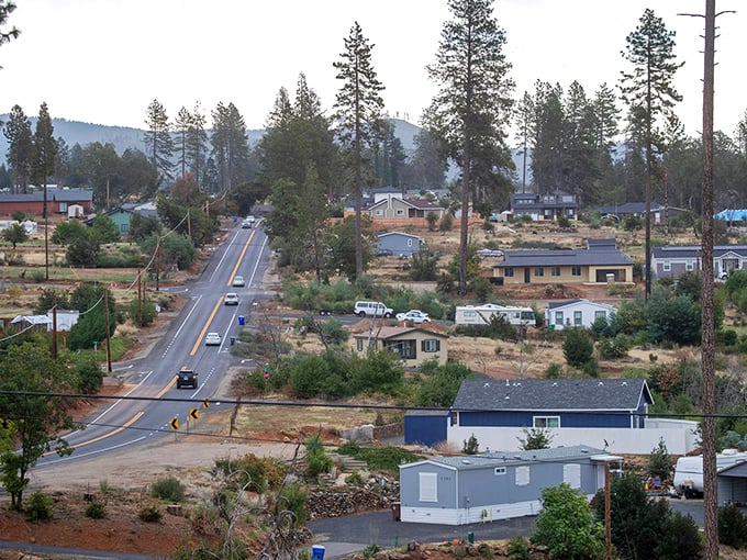 Paradise lives up to its name with this breathtaking panorama. The Sierra foothills cradle this resilient town like a protective embrace.
