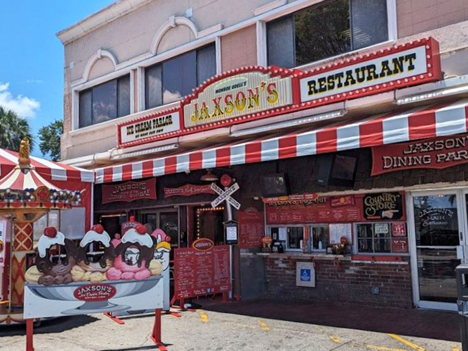The red and white awning isn't just inviting&mdash;it's practically waving you in like an old friend with ice cream. Pure Americana awaits inside.