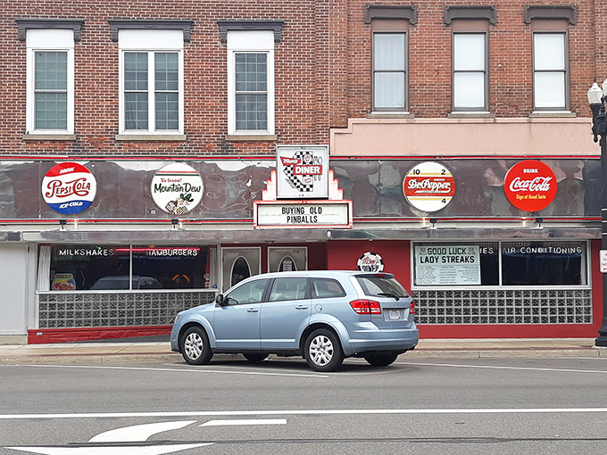The classic brick fa&ccedil;ade with its black and white striped awning isn't just retro-themed&mdash;it's a time machine disguised as a diner in downtown Archbold. 