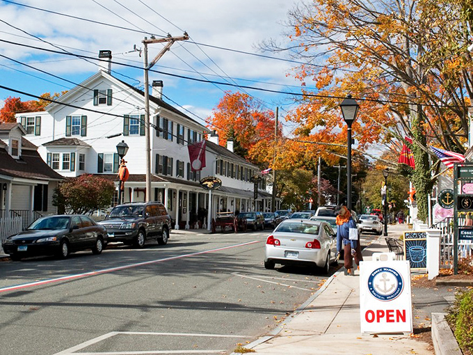 Main Street Essex in autumn glory &ndash; where Norman Rockwell paintings come to life and every building seems to whisper seafaring tales from centuries past.