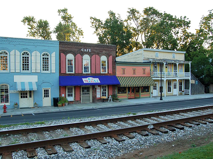 Railroad tracks cutting through downtown Midway tell the town's origin story in steel and wood, where time slows down whenever a train passes through.