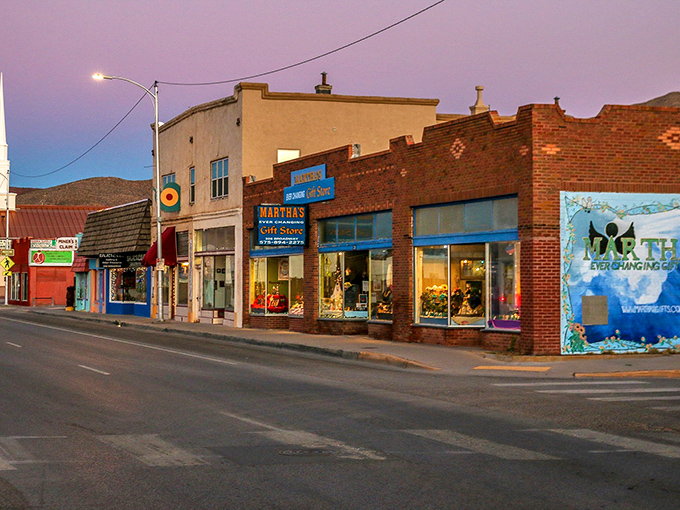 Downtown Truth or Consequences looks like a Wes Anderson film set came to life in the desert, complete with candy-colored storefronts and quirky charm.
