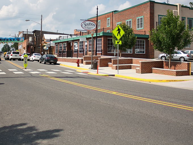 The Station anchors Floyd's main street with classic brick architecture, offering a glimpse into small-town Virginia where modern life slows to a civilized pace.