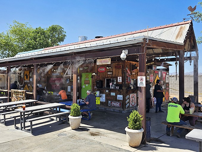 This isn't a movie set for a Western&mdash;it's lunch! Jalape&ntilde;o Buck's tin-roofed charm promises smoky treasures within those weathered wooden walls.