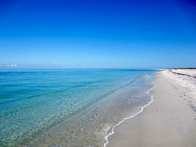 Paradise from above: where turquoise waters meet pristine white sand, creating Florida's version of heaven without the crowds or cocktail umbrellas.