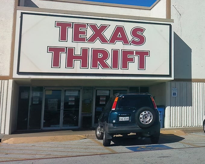 The Texas flag-inspired signage says it all&mdash;this isn't just thrifting, it's thrifting with Lone Star swagger.