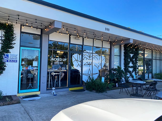 The unassuming exterior of Jacked Up Coffee Bar hides culinary treasures within, like finding a diamond in your morning cereal bowl.