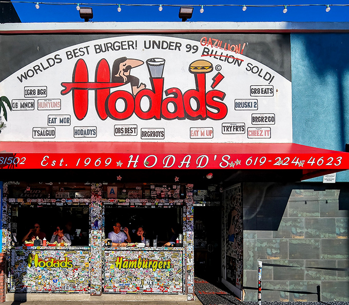 Bold signage announces this isn't your average burger joint &ndash; it's a California legend in the making.