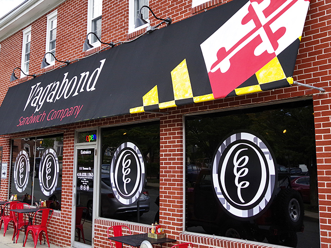 Maryland pride flies high at Vagabond's brick-faced storefront, where the state flag colors boldly announce: serious sandwich territory ahead.