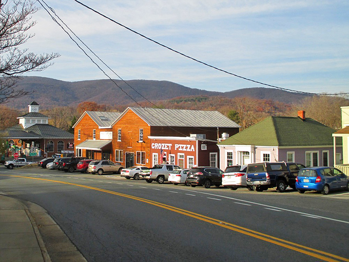 Downtown Crozet serves up small-town charm with a side of mountain majesty. The iconic Crozet Pizza stands ready to satisfy hungry travelers against a Blue Ridge backdrop.