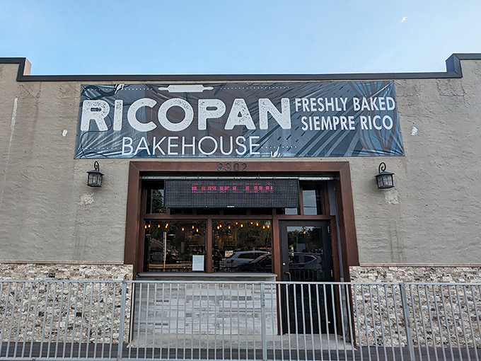 The unassuming exterior of Ricopan Bakehouse stands like a treasure chest waiting to be opened, promising "Freshly Baked" delights that live up to their "Siempre Rico" (Always Delicious) motto.
