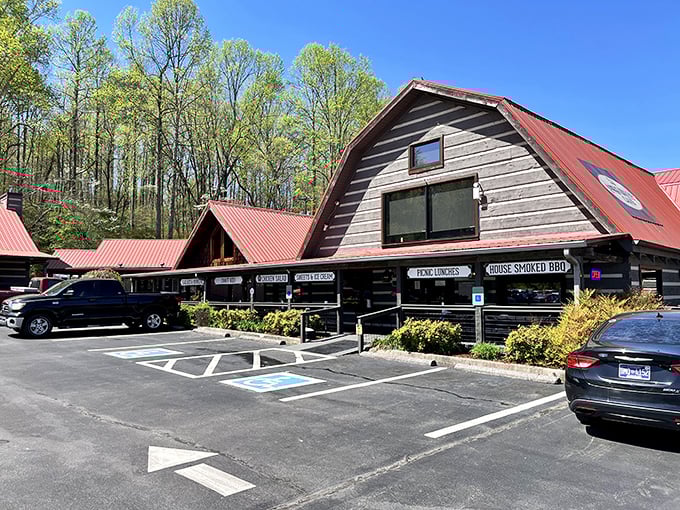 The rustic barn-style exterior of Apple Valley Mountain Village isn't just Instagram-worthy&mdash;it's a promise of authentic mountain comfort food waiting inside.