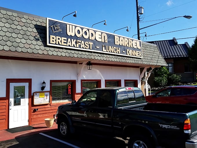 The humble green-roofed exterior of The Wooden Barrel might not scream "culinary destination," but Ohio locals know better. Some treasures don't need flashy signs.