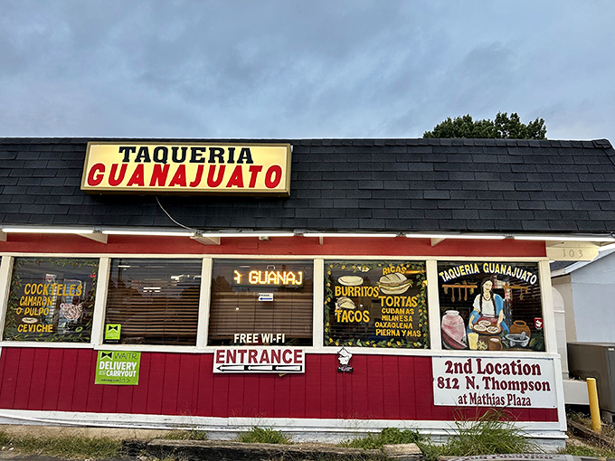 The unassuming exterior of Taquerias Guanajuato #1 might not scream "culinary destination," but those pickup trucks don't lie&mdash;this place is the real deal.