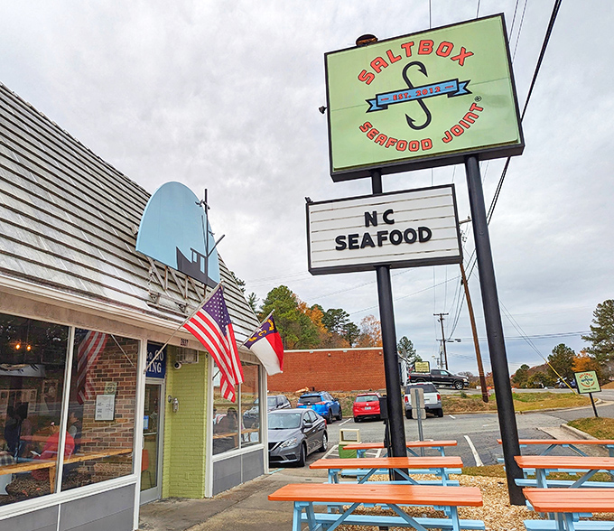 The iconic green sign beckons seafood lovers like a lighthouse to ships at sea. Simple, unassuming, and promising treasures within.