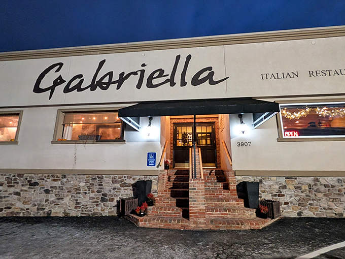 The unassuming exterior of Gabriella welcomes you with classic brick steps and that military-grade Humvee&mdash;clearly someone takes their garlic bread defense seriously!