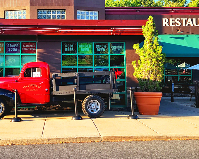 The unassuming exterior of Otto's, with its teal-framed windows and bicycle rack, proves that culinary treasures often hide in plain sight.