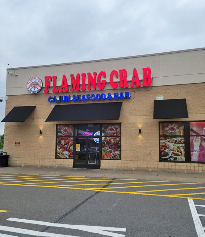 The bright, bold signage of Flaming Crab glows like a lighthouse for seafood lovers lost in Pennsylvania's landlocked terrain.