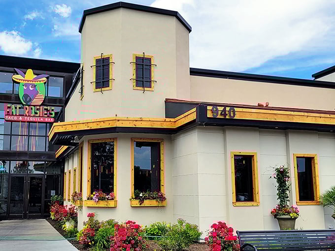 Fat Rosie's cheerful exterior welcomes you with vibrant flower boxes and sunny yellow trim. Like a Mexican postcard come to life in suburban Lincolnshire.