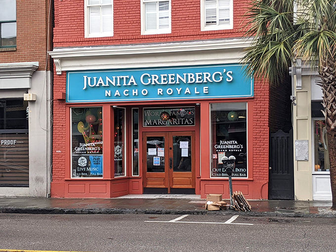 1. this underrated resThe brick-red facade of Juanita Greenberg's stands like a delicious mirage on Charleston's historic streets, promising margarita magic and nacho nirvana within.taurant in south carolina has nachos that are absolutely to die for