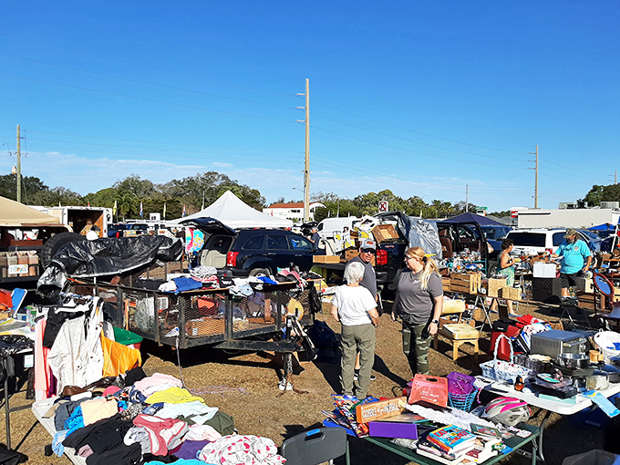 Under Florida's brilliant blue sky, treasure hunters navigate a sea of colorful tents, each one a potential goldmine of undiscovered gems and forgotten treasures.