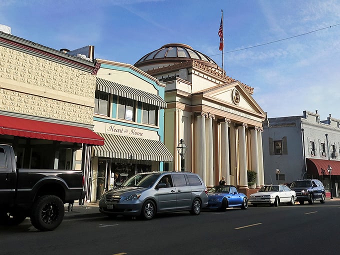Historic buildings with character to spare line downtown Grass Valley, where Gold Rush architecture meets modern small-town charm.
