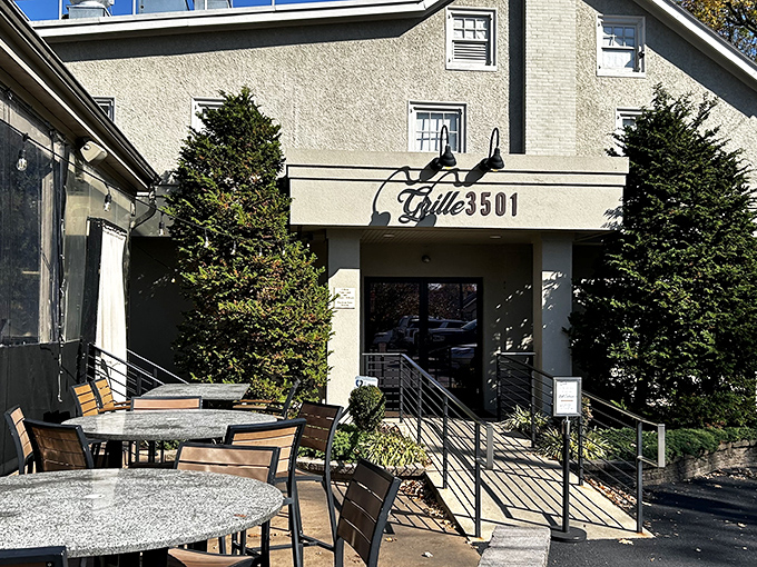 The architectural equivalent of a firm handshake &ndash; Grille 3501's exterior blends contemporary design with welcoming charm that says "come on in, we've been expecting you."