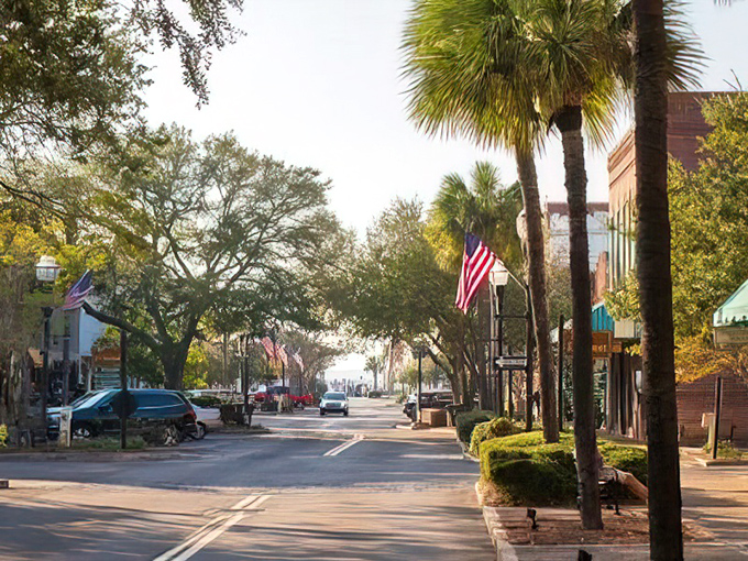 Centre Street's canopy of live oaks and palm trees creates natural air conditioning, a thoughtful touch from Mother Nature for shoppers.